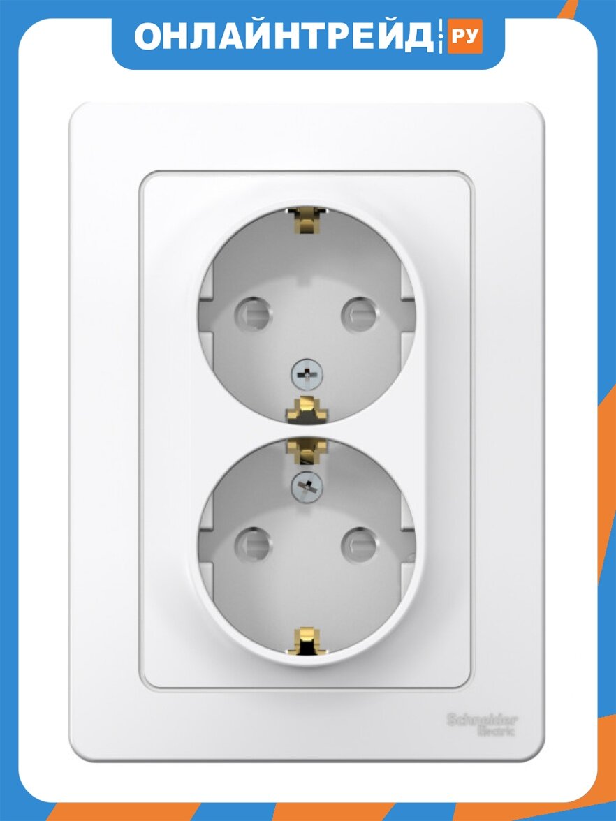 Розетка Systeme Electric (schneider Electric) SCHNEIDER ELECTRIC 2-ая с/з со шторками, 16А, 250В SE Blanca Белая BLNRS001121