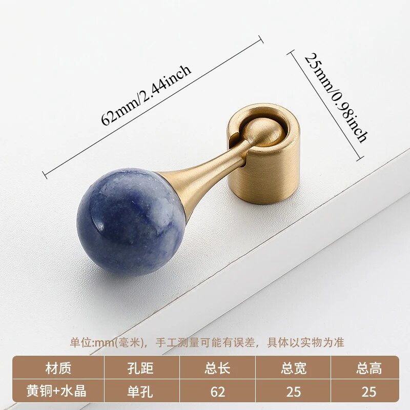 Ручка для шкафа из натурального камня Diana's-Hardware Синий, 618-blue aventurine