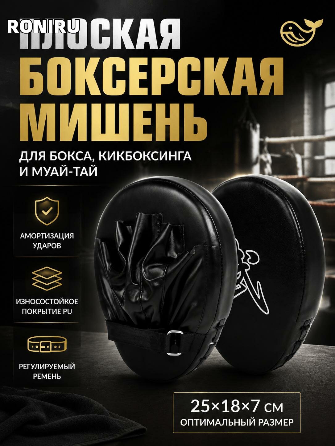 Плоская боксерская мишень для тренировок в боксе, кикбоксинге и муай-тай — амортизация ударов, износостойкий PU