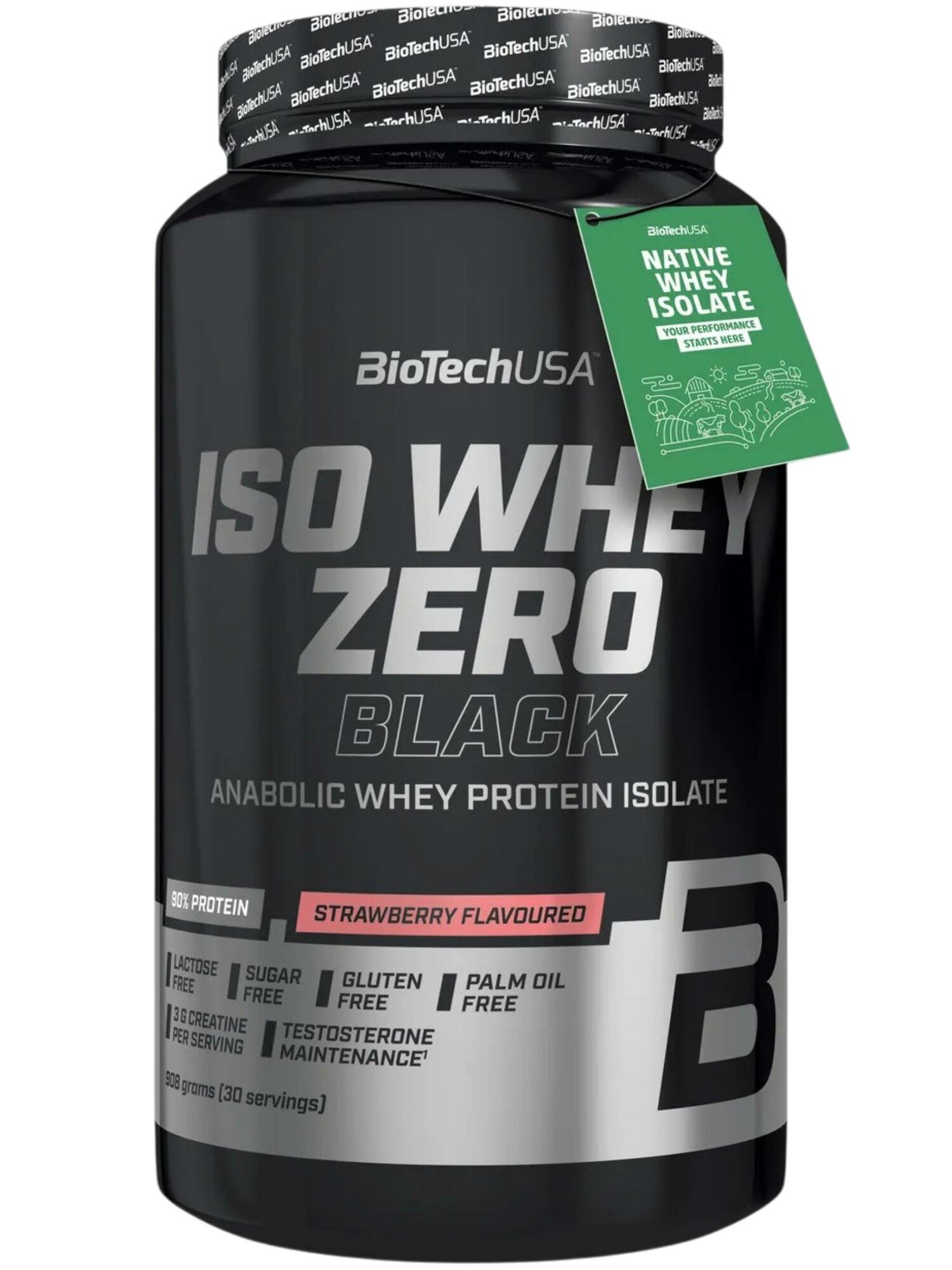Изолят протеина BioTechUSA Iso Whey Zero Black 908 г, Клубника