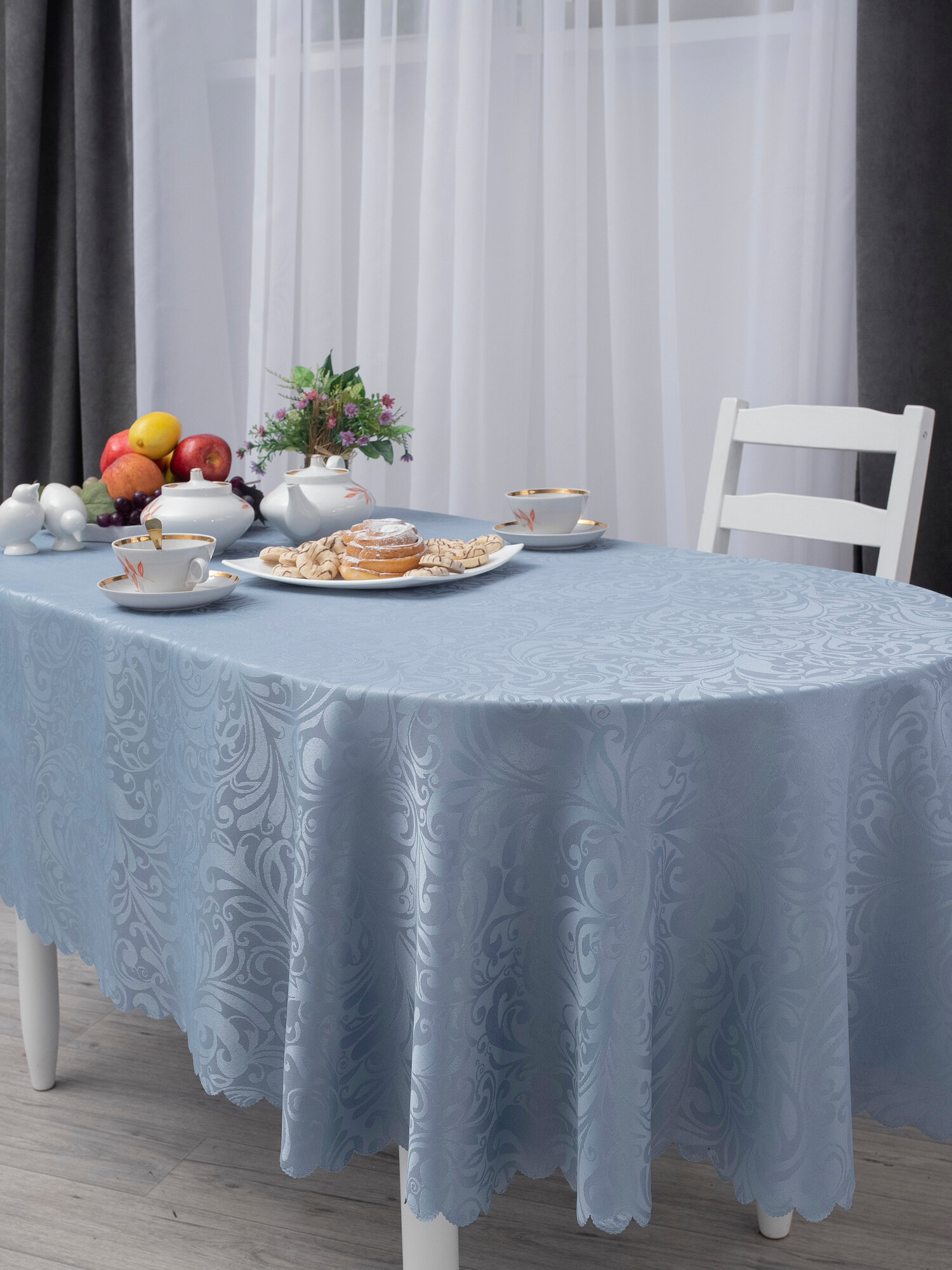 Скатерть Wellness, 250 х 150см, водоотталкивающая, пятнозащитная, синяя