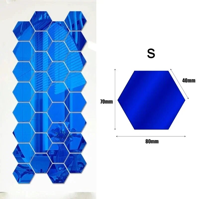 Зеркальные акриловые наклейки 60 шт. Синий, 1PCS, S-Blue