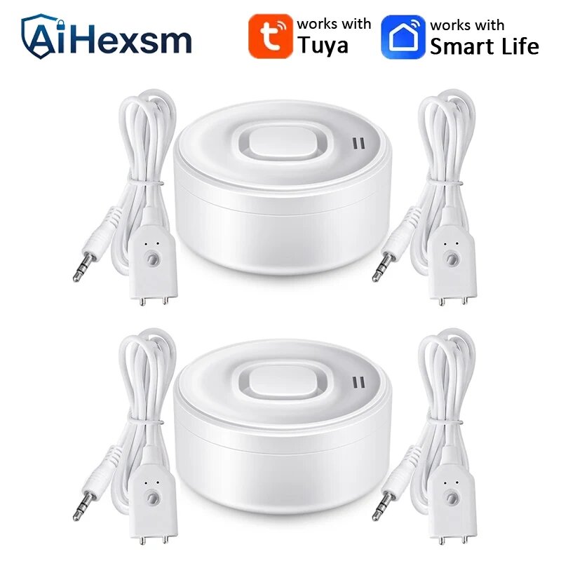 Датчик протечки воды AiHexsm Tuya WiFi 2PCS Dual cable