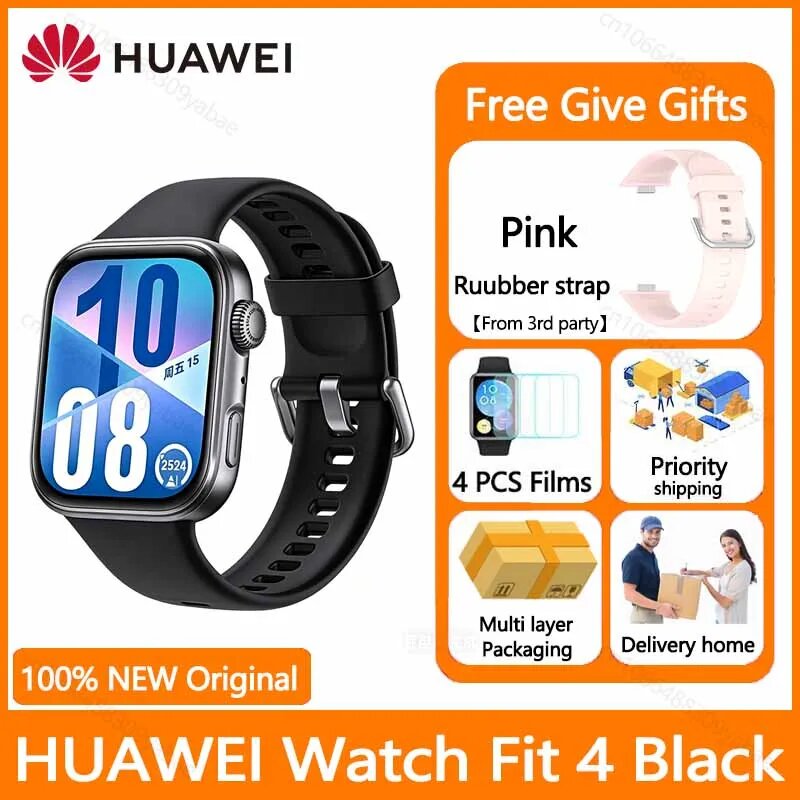 Huawei Watch Fit 4 Черный, B Add Pink Strap