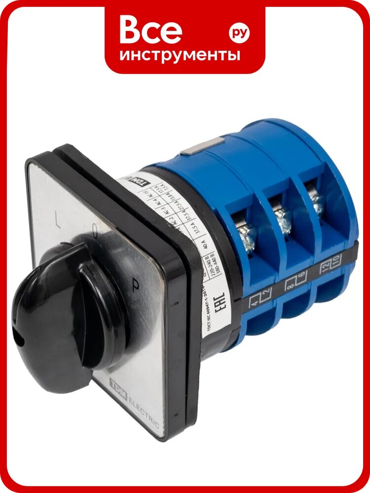 Переключатель TDM ELECTRIC КПУ11-40/11 реверс SQ0715-0076, трехполюсный AC/DC, фиксируемый, высокая степень защиты