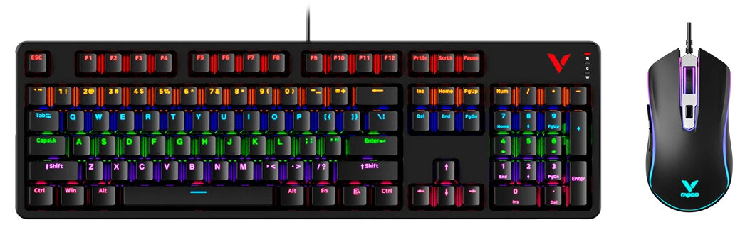 RAPOO Игровая механическая клавиатура+мышь проводная V185S, черный V185S