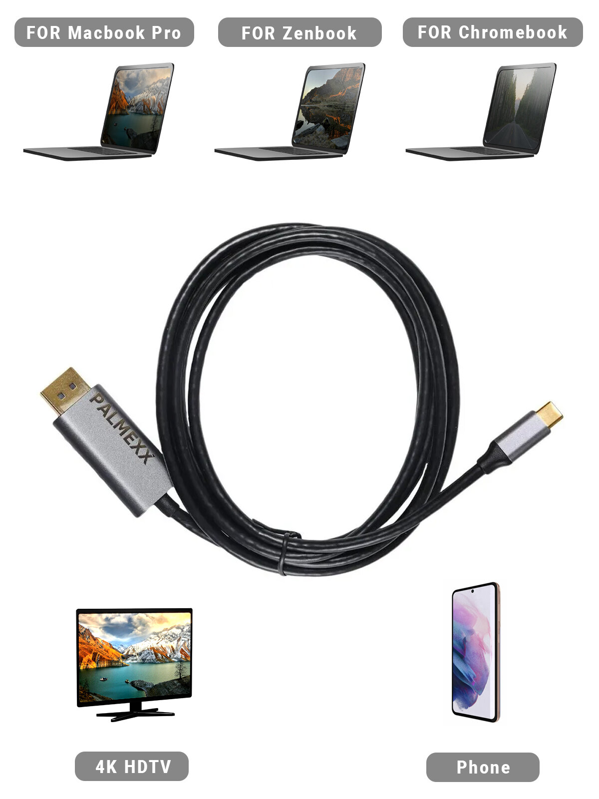 Кабель PALMEXX USB-C (Type-c) to DP — фото 1