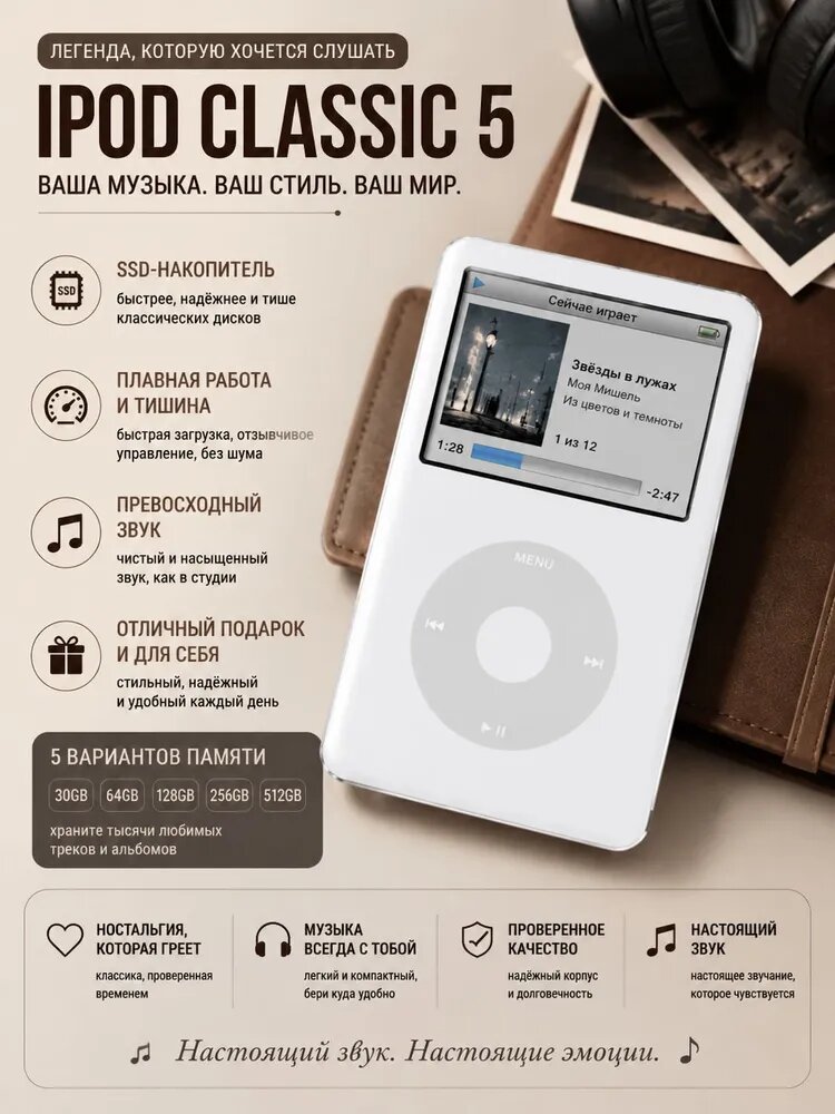 Apple MP3-плеер 64 ГБ, белый