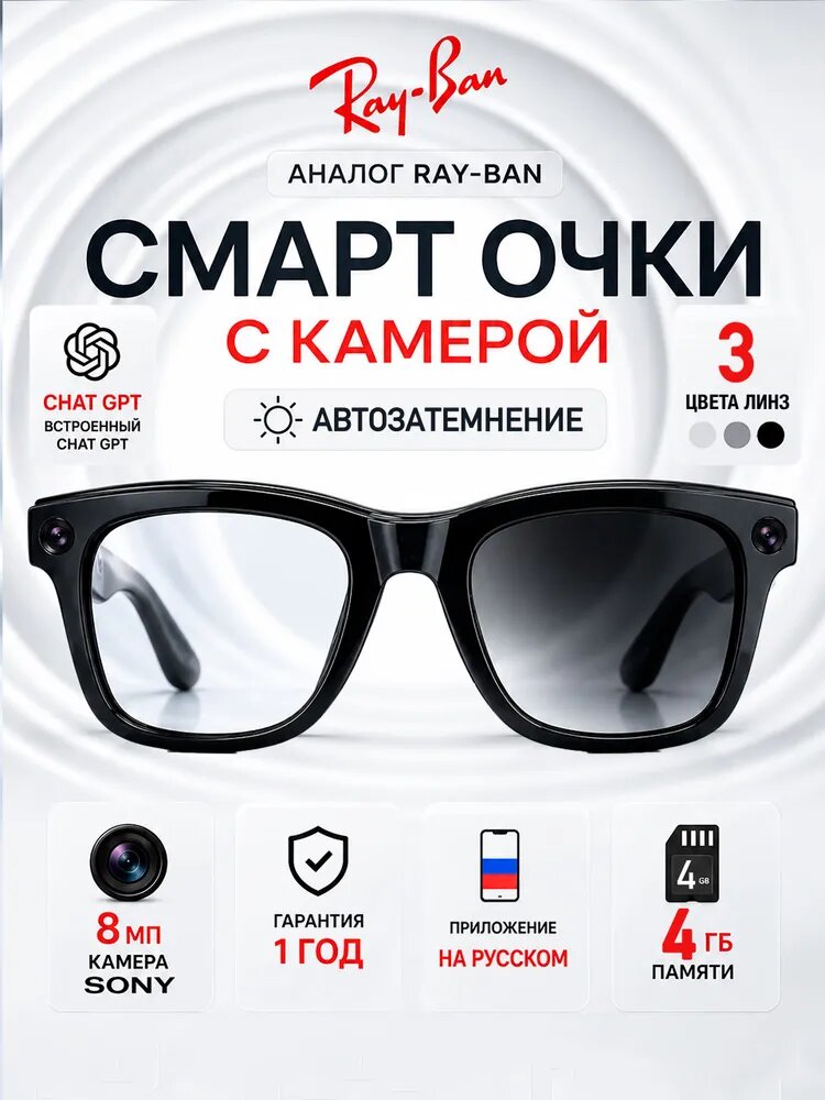 Смарт очки с камерой, умные очки с камерой и микрофоном, прототип ray ban
