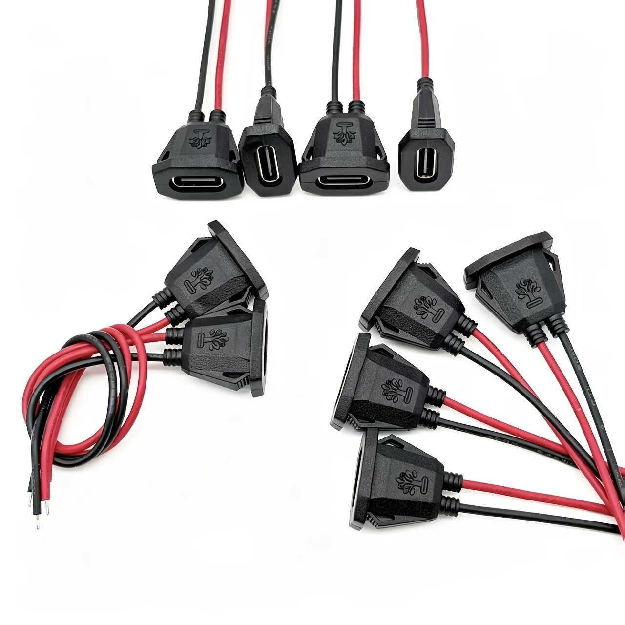 10 шт. Черный разъем Type-C Female 2-Pin, полигональный антиразрывной дизайн, штекер с луженым хвостовиком для пайки, прочный стабильный разъем для защиты кабеля, для электроремонта