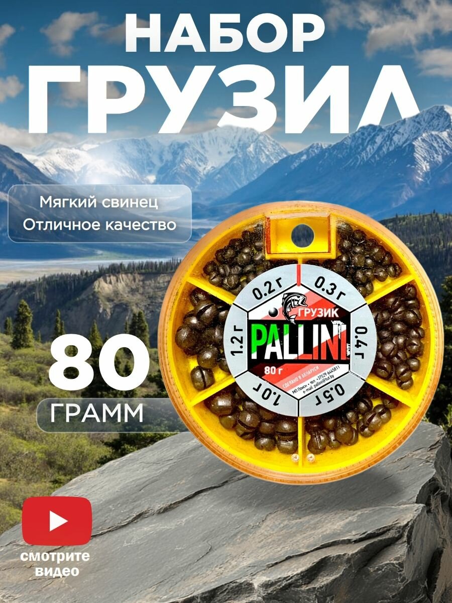 Грузила рыболовные (0.2 - 1.2 грамм) 80 / Грузики для поплавочной удочки / Paliini Беларуссь