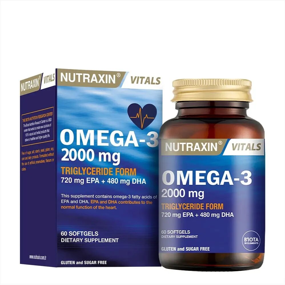Nutraxin Omega-3 2000 Высокая концентрация омега-3, рыбий жир, поддержка сердца и мозга