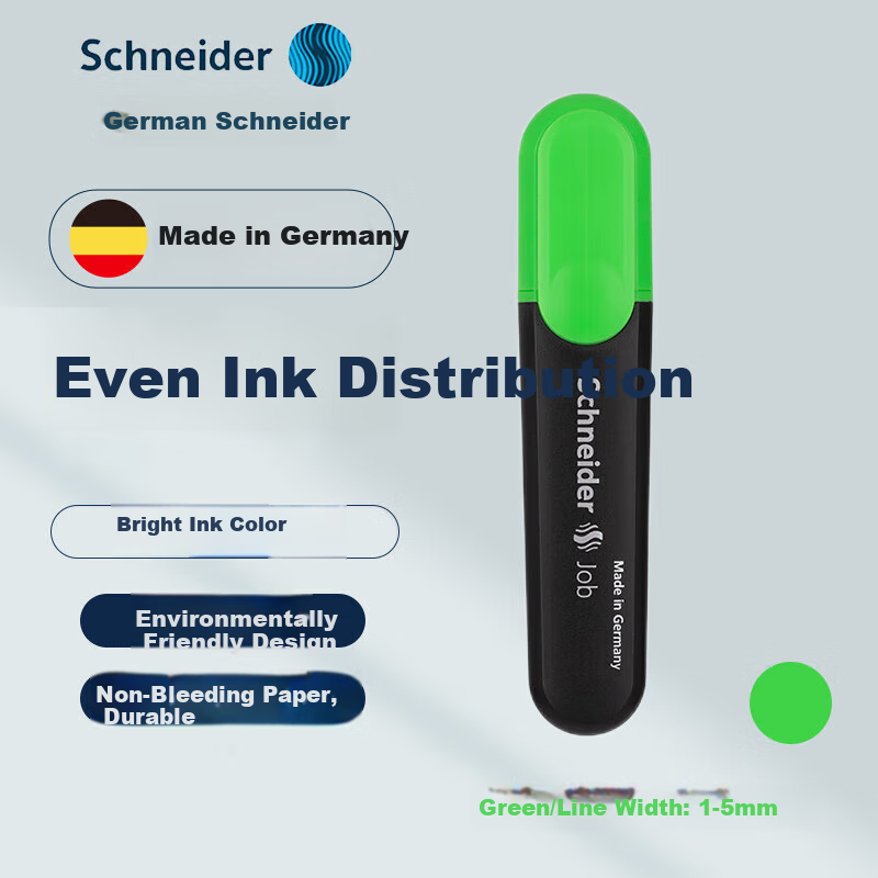 Светящаяся ручка Schneider с большой емкостью зеленая 1-5 мм плоский наконечник волоконный для заметок студентов в