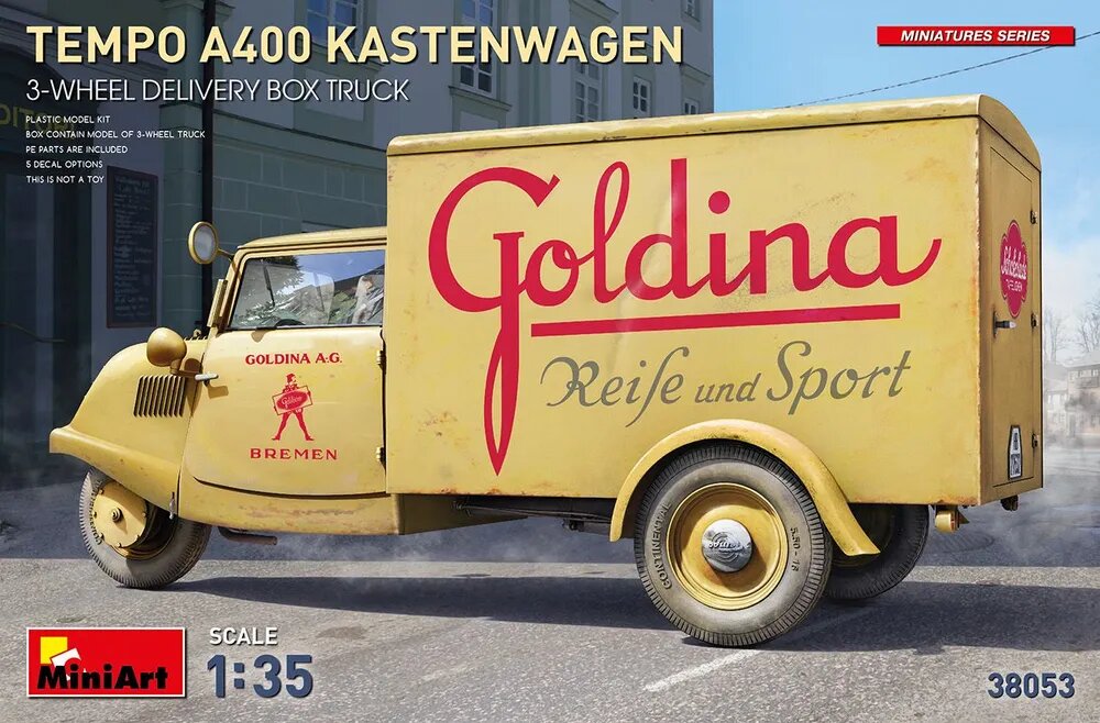 Трехколесный грузовик MINIART 38053 1/35 TEMPO A400 KASTENWAGEN