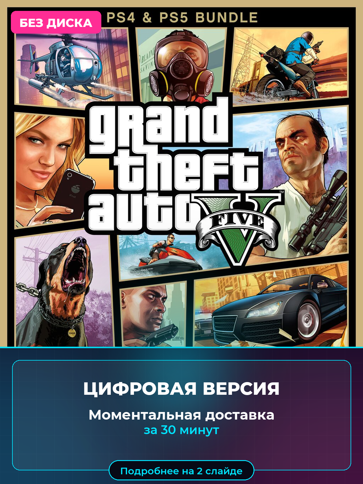 Grand Theft Auto 5 (PlayStation5) на PS5, цифровая версия, навсегда