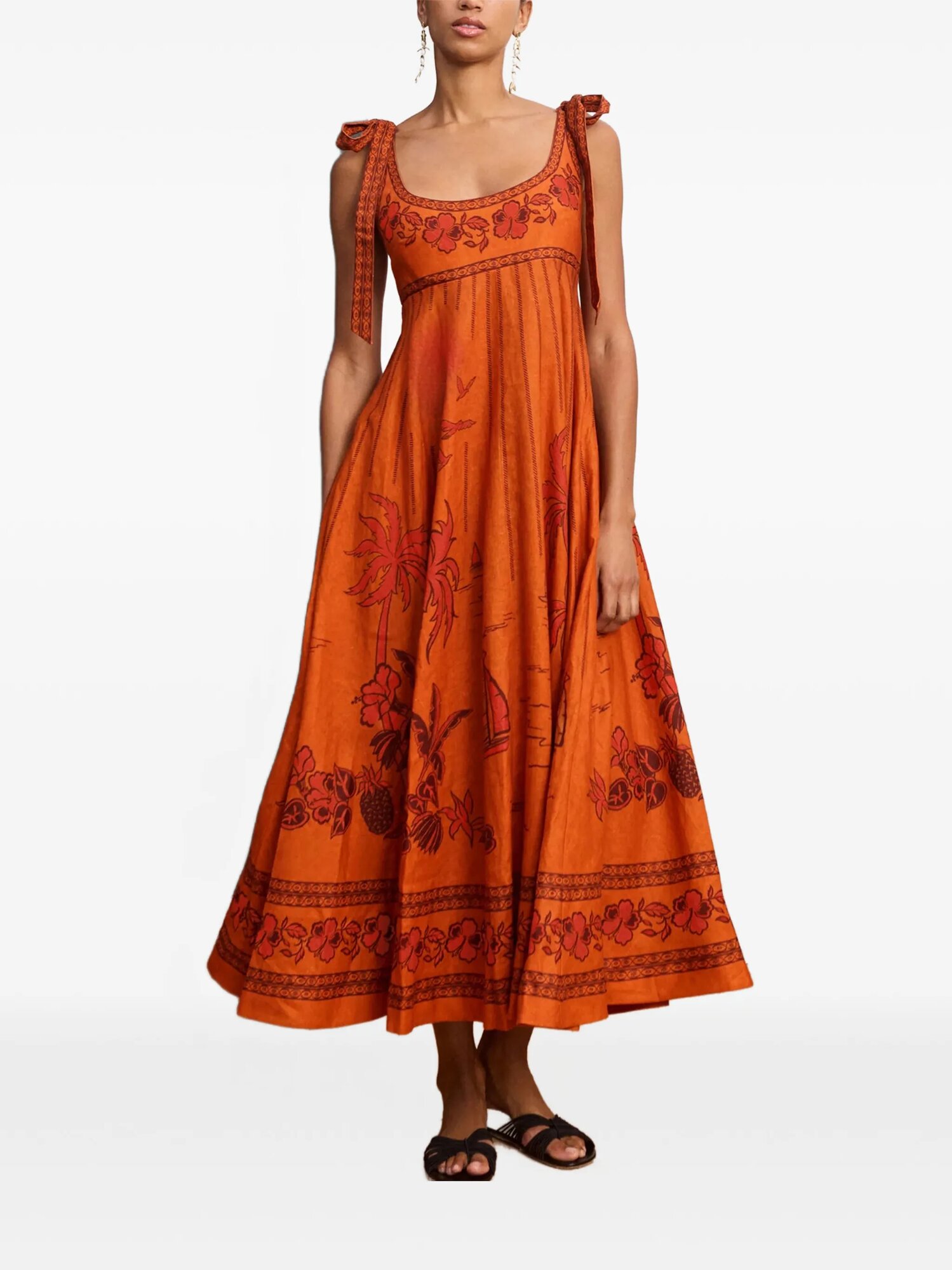 Платье ALEMAIS Boathouse ballet sundress, размер 6, зеленый/оранжевый — фото 1