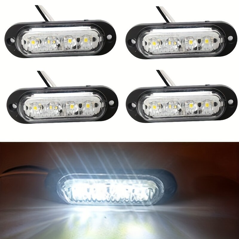 4 шт. Светодиодная световая панель 4 LED для внедорожника, передняя и задняя, белый свет, для различных моделей автомобилей, без батареи