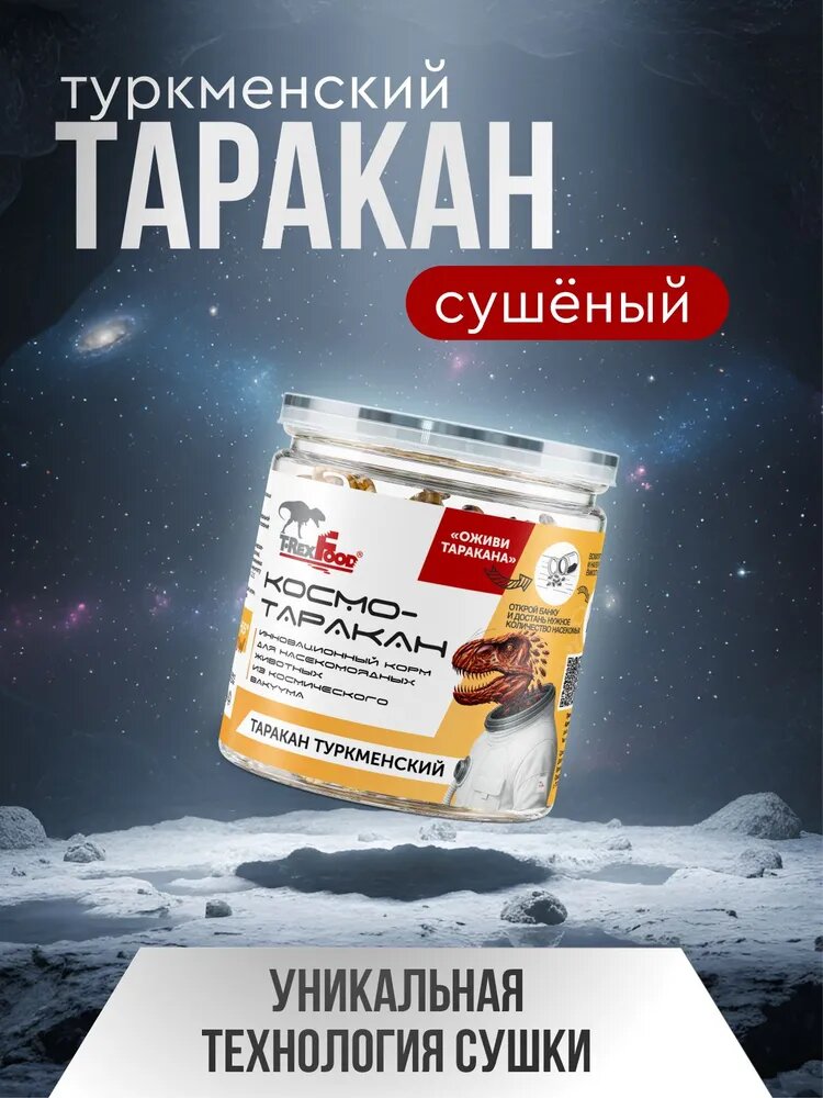 Таракан туркменский сушеный "Космо-Таракан Туркменский" T-RexFood, 30 г - корм для рептилий, амфибий, птиц, насекомоядных млекопитающих, паукообразных, рыб, муравьев