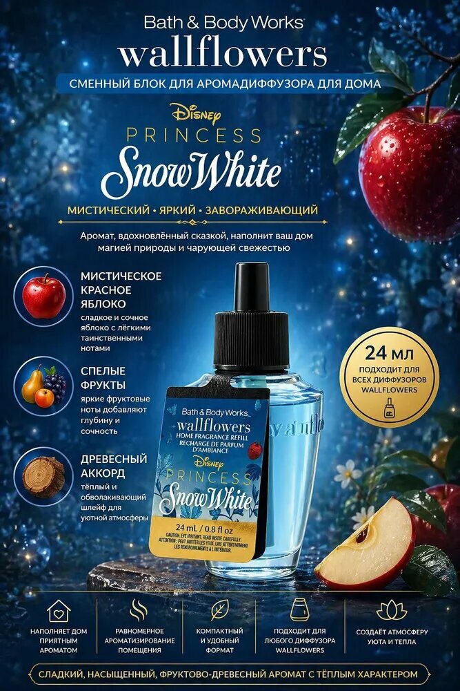 Аромат для дома Bath & Body Works Wallflowers Snow White, 24 мл, сменный флакон для диффузора