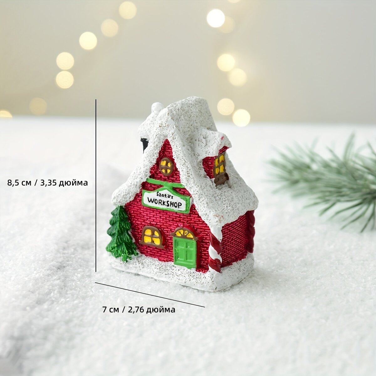 Фигурка из смолы Санта-Клаус с оленем для декора стола, Small Villa