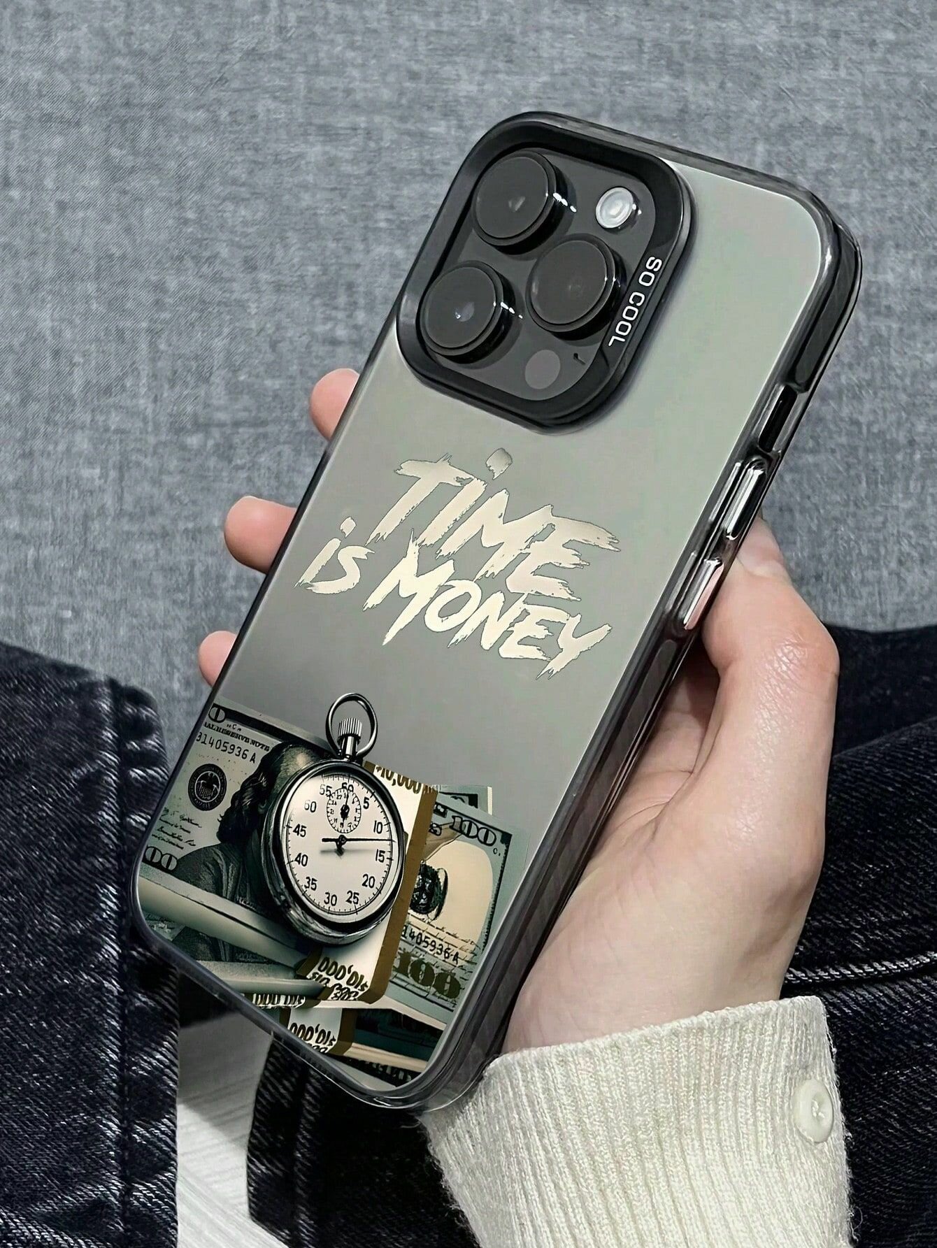 Чехол на Айфон 11 / iPhone 11 черный с Время-деньги символ силиконовый удароПрочный