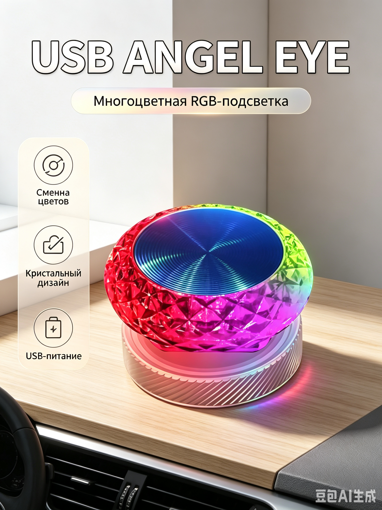 Автомобильная USB-подсветка светодиодная RGB, декоративный светильник в салон, атмосферный ночник для дома