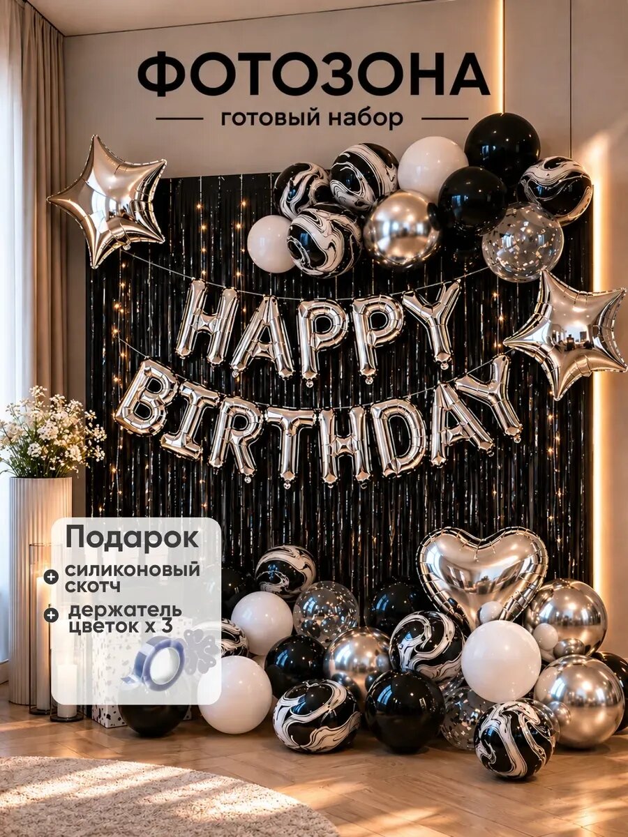 Воздушные шары Happy Birthday фотозона День Рождения