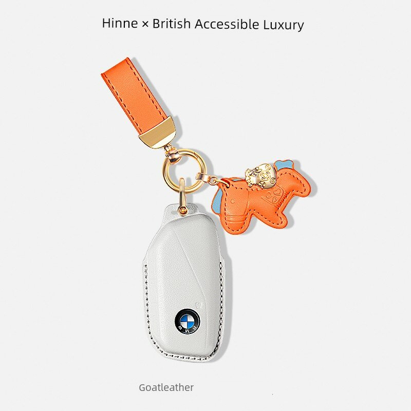 Ключевой чехол BMW из натуральной кожи стиль C с оранжевой веревкой, премиальный чехол для брелока