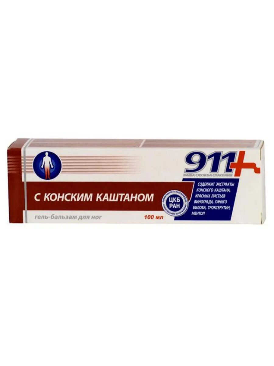 911 Гель-бальзам с конским каштаном для ног 100 мл 1 шт