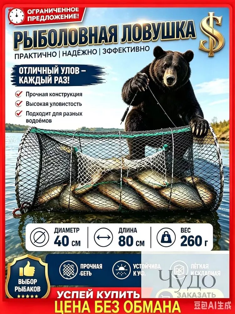 Складная пружинная рыболовная ловушка