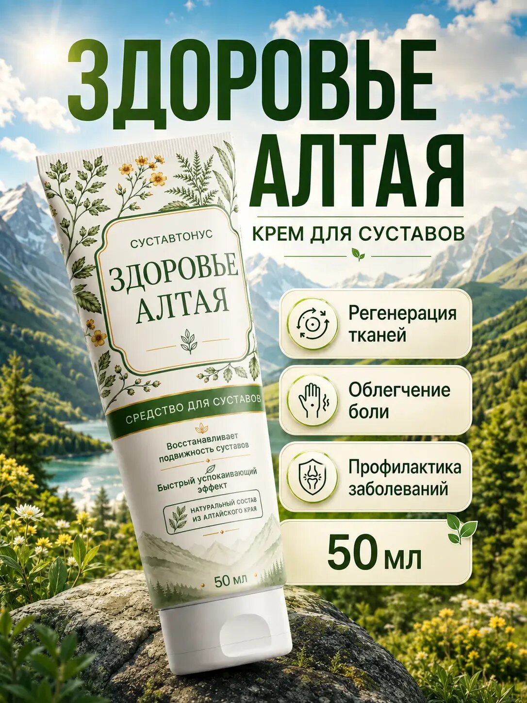 Средство для суставов "Суставтонус. Здоровье Алтая", туба 50 мл