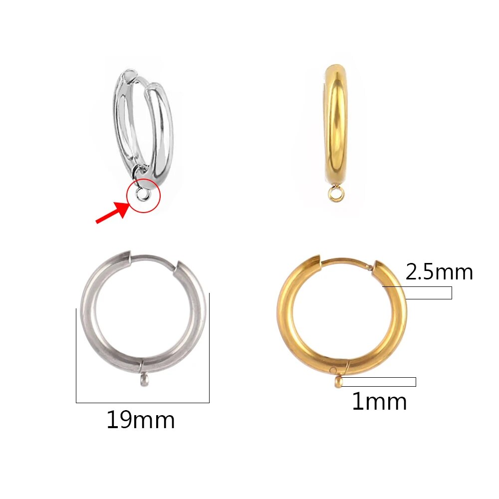Кольца для сережек, 19 мм, серебро, G0275-G0276