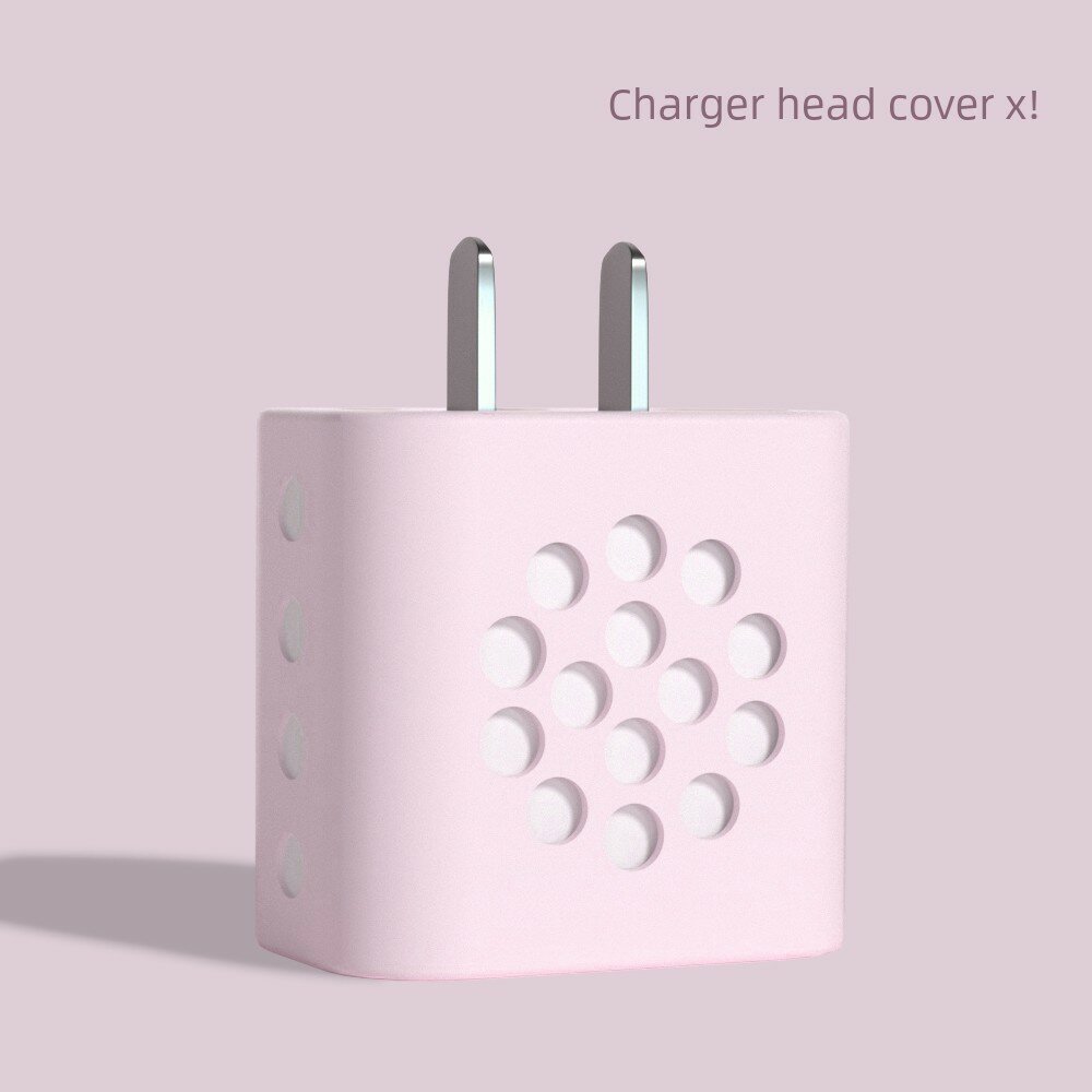 Чехол для зарядного устройства Apple 20W с силиконовой одинарной головкой, розовый, сетка для охлаждения
