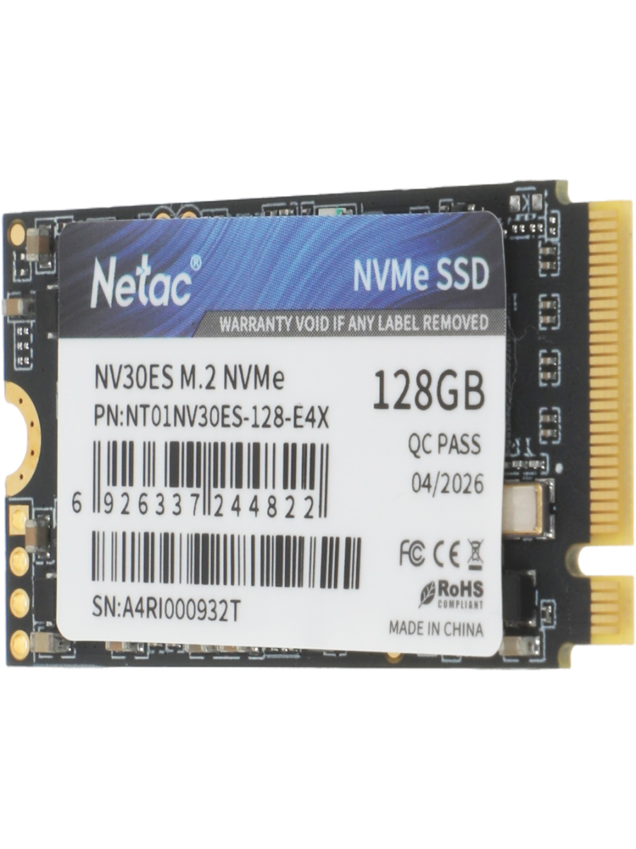 Накопитель SSD Netac NV30ES 128 ГБ, M.2 2242, PCIe 3.0 x4, NVMe, M.2 3300 МБ/с