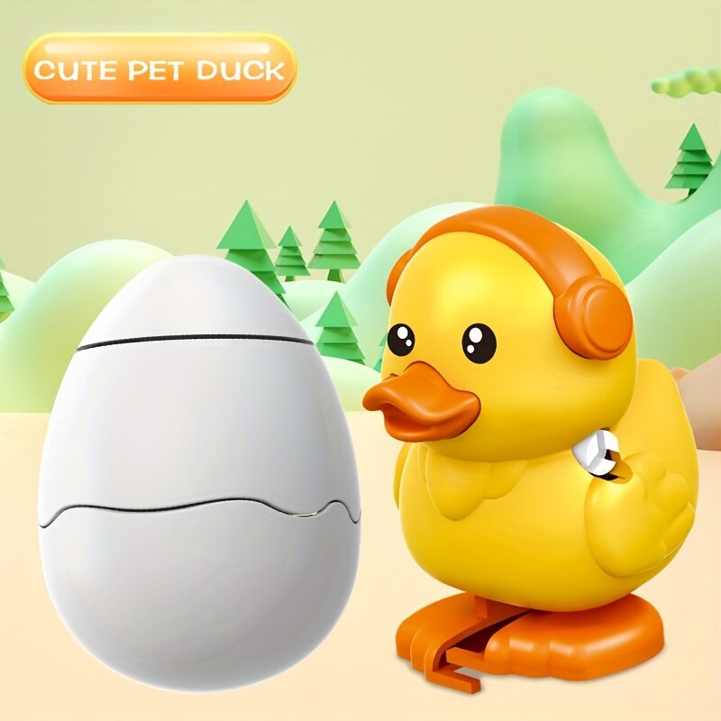 Заводная игрушка Ходячий утёнок — прыгающая фигурка из яйца, праздничный подарок для мальчиков и девочек, цвет: Утёнок
