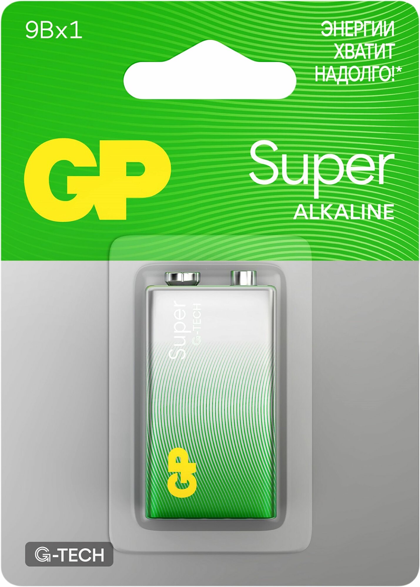 Алкалиновая батарейка GP Super Alkaline G-Tech 9V Крона - 1 шт. на блистере