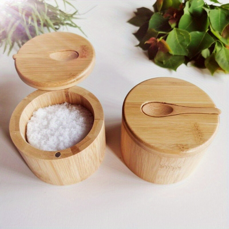 Деревянная солонка с крышкой для хранения соли и специй, 1 комплект