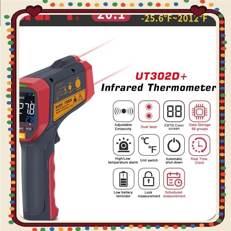 UNI-T UT302D+ Бестселлер, инфракрасный пирометр, -32°C до 1100°C
