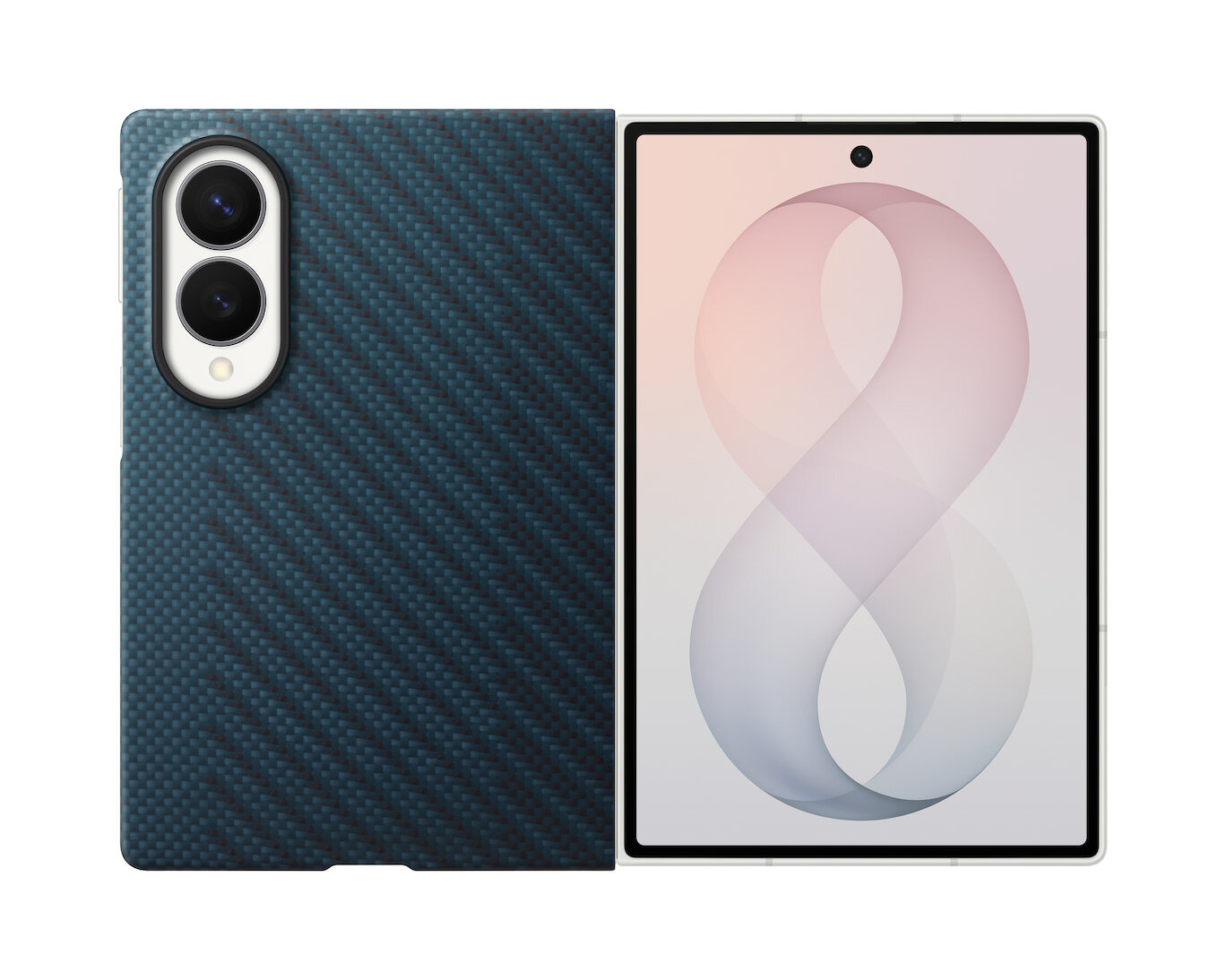 Чехол карбоновый, Samsung Galaxy Z Fold8 Carbon Magnet Case Blue , Синий