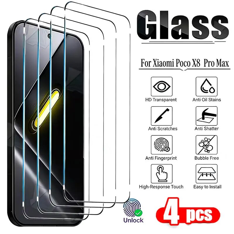 Защитные пленки для экрана (4 шт.) для POCO X8 Pro Max F8 Ultra F7 F6 F5 X7 X6 M7 M6 X5 Poco X8 Pro
