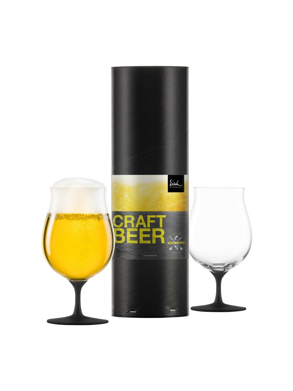 Набор бокалов для крафтового пива 2шт 520мл Craft Beer Experts, хрустальное стекло, ручная работа, черный, Германия