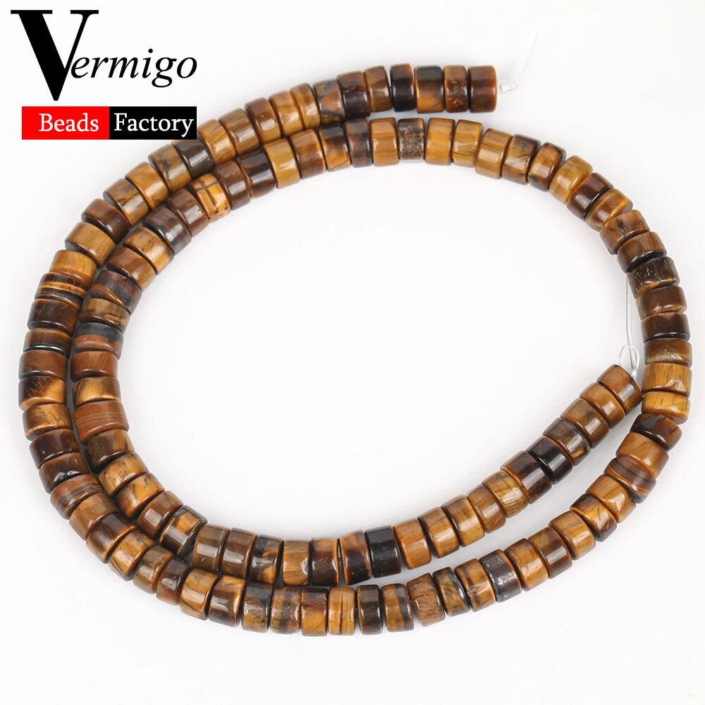 Вермиго Кварцевые бусины 6x3 мм Yellow Tiger Eye