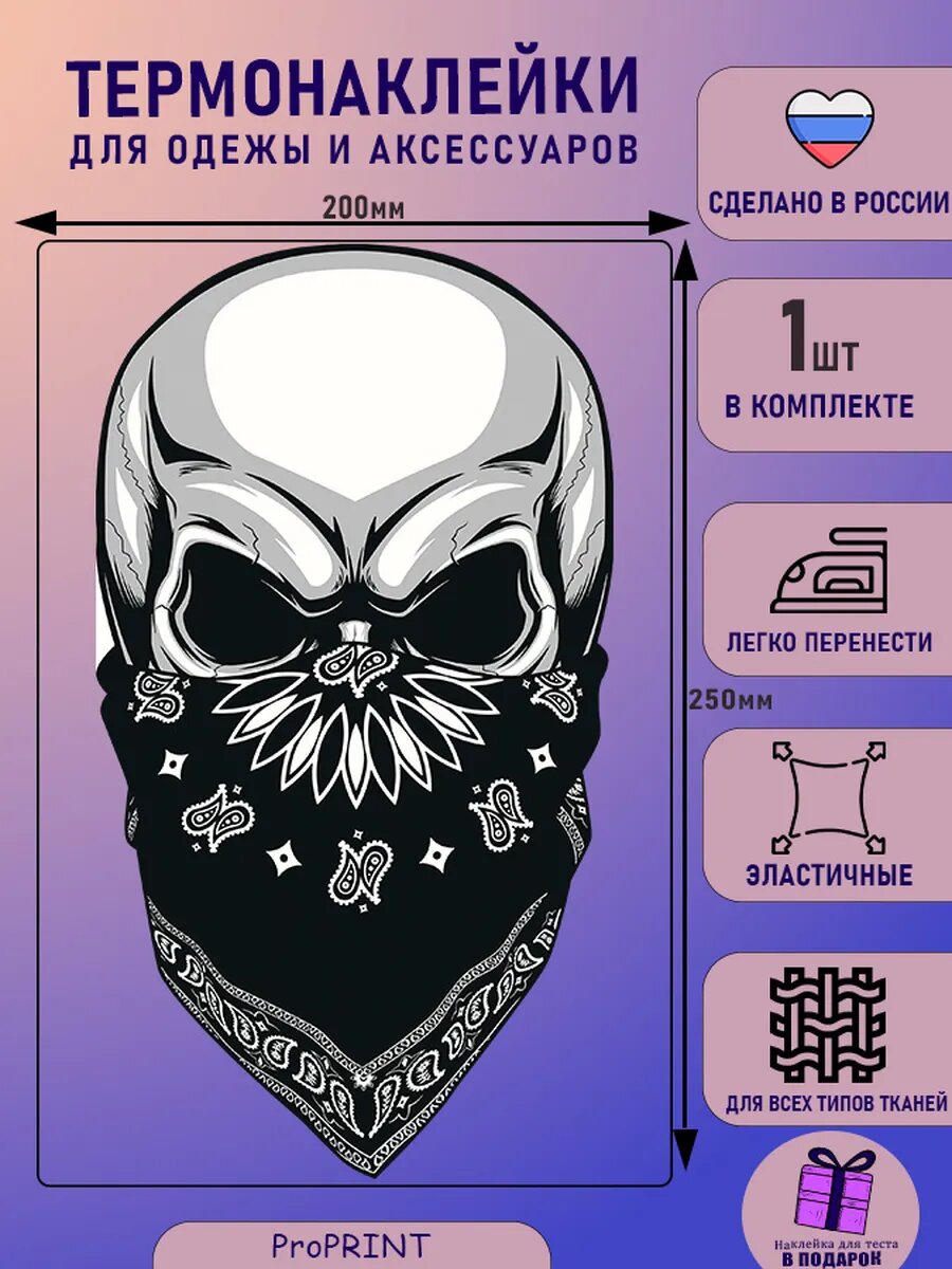 Термонаклейка на одежду череп
