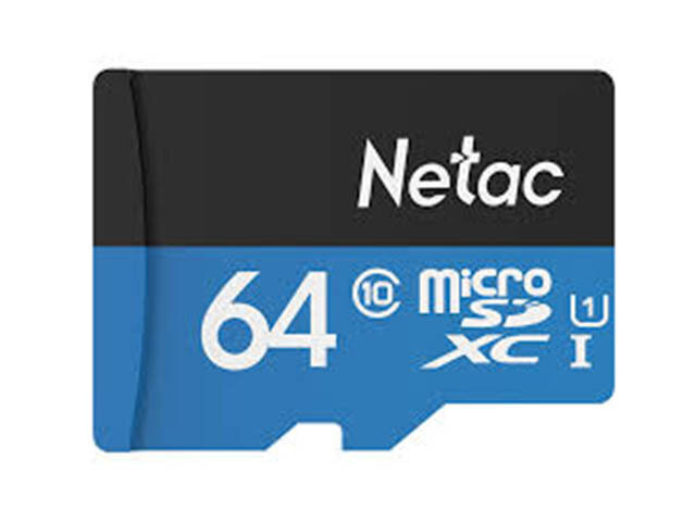 Карта памяти 64Gb - Netac microSDHC P500 с переходником под SD (NT02P500STN-064G-R)
