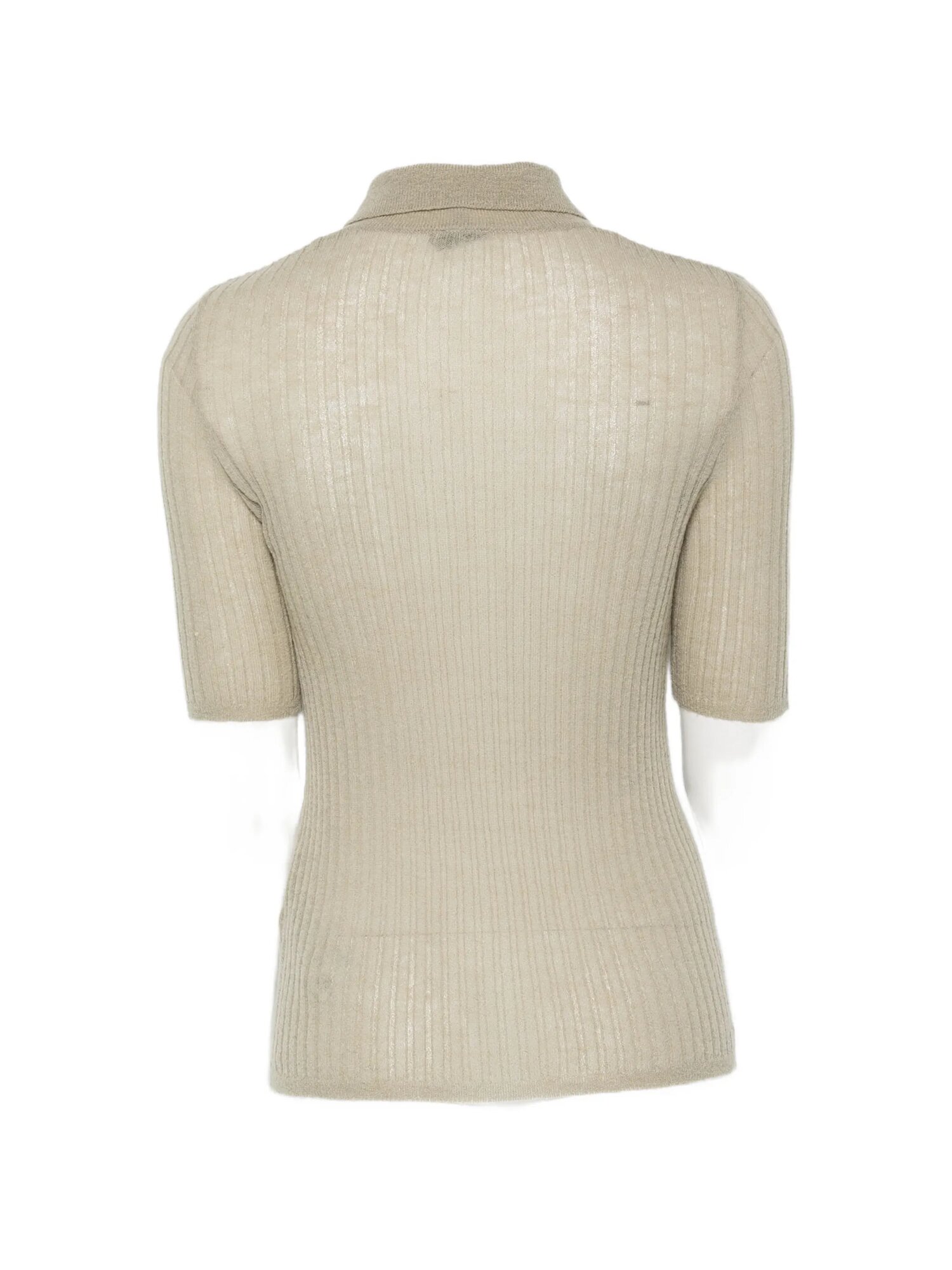 Топ BOSS Ribbed-knit polo top, размер 40 — фото 1