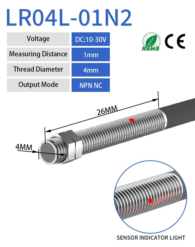 Датчик обнаружения металла GTRIC LR04-01N1 1MM DC3-wire NPN NC