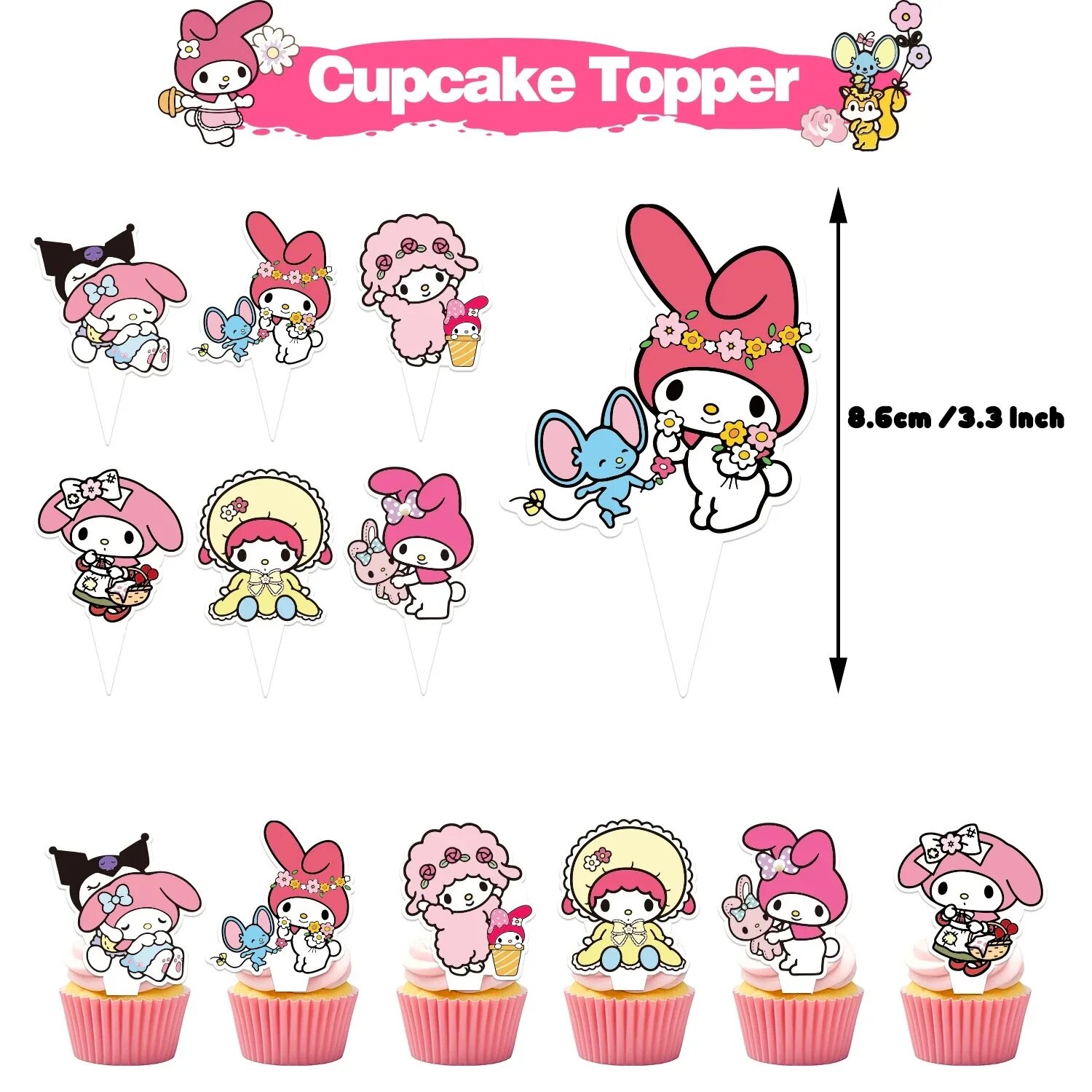 Набор посуды Melody Kuromi для праздника cake topper-12pcs