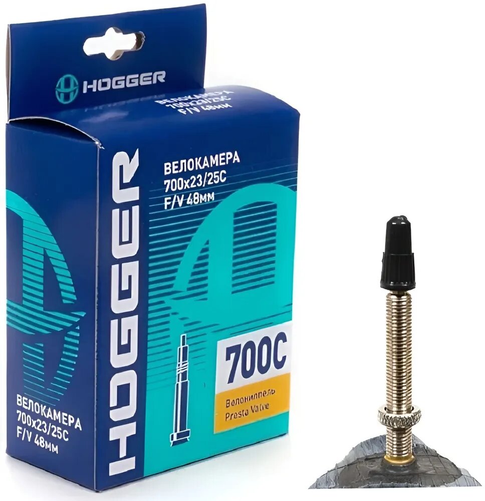Велокамера 700 HOGGER 700 x 23/25C FV 48 мм Presta с длинным ниппелем камера велосипедная