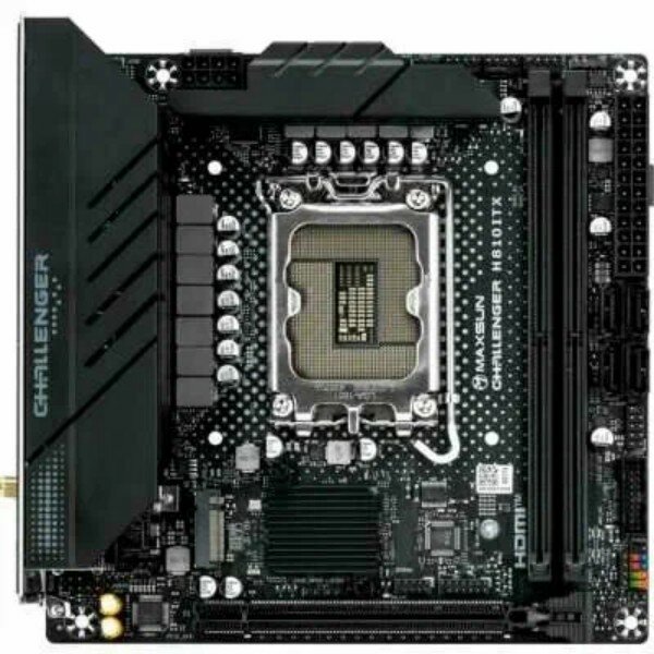 Материнская плата Maxsun MS-Challenger H810ITX WIFI, LGA1851, Intel H810, 2xDDR5, 4xSATA, 2xM.2, 1xPCIe 5.0 x16, 1xDP, 1xHDMI, 1x1Gb LAN, Wi-Fi 6, Blu