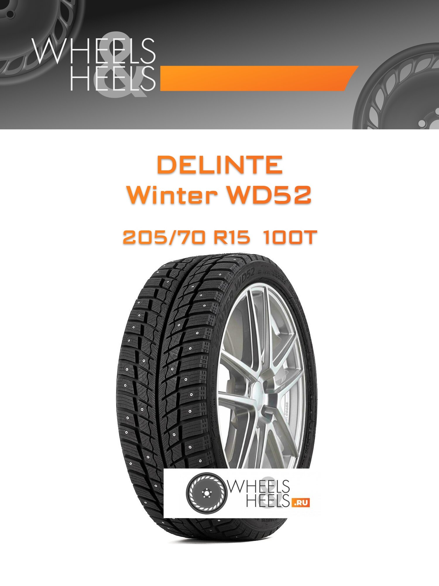Шина автомобильная Delinte Winter WD52 205/70 R15 100T WINTER Ш, зимняя, универсальная